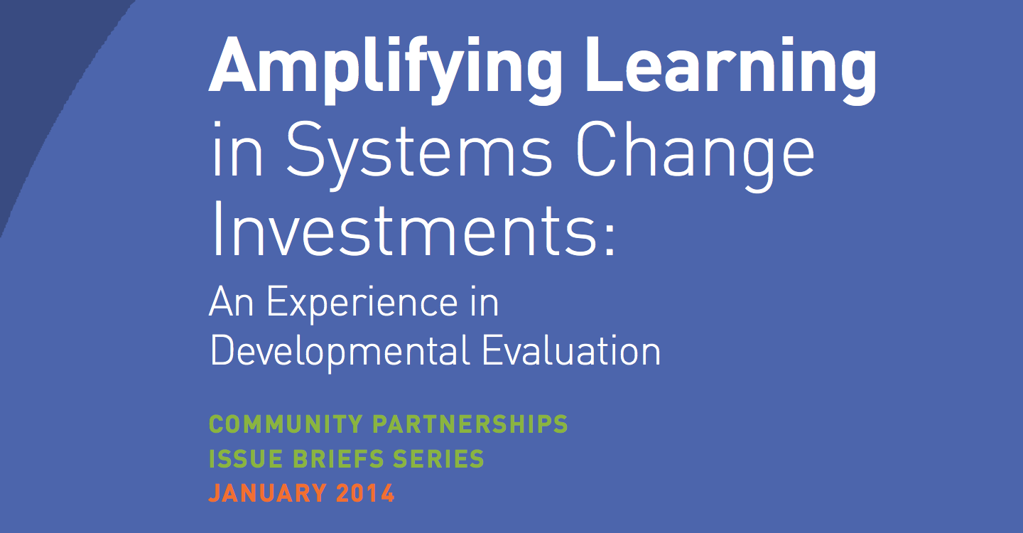 Amplifying Learning in Systems Change Investments: An Experience in ...
