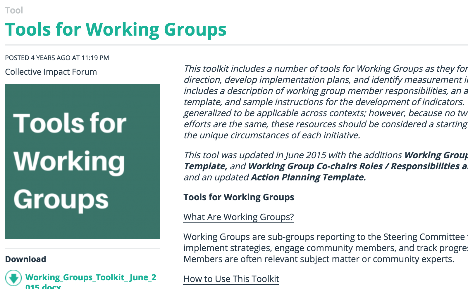 Working Group Toolkit - Florida College Access Network